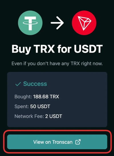 How to buy TRX with USDT in Trust Wallet?
