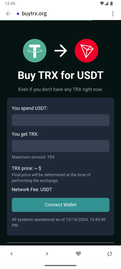 How to buy TRX with USDT in Trust Wallet?